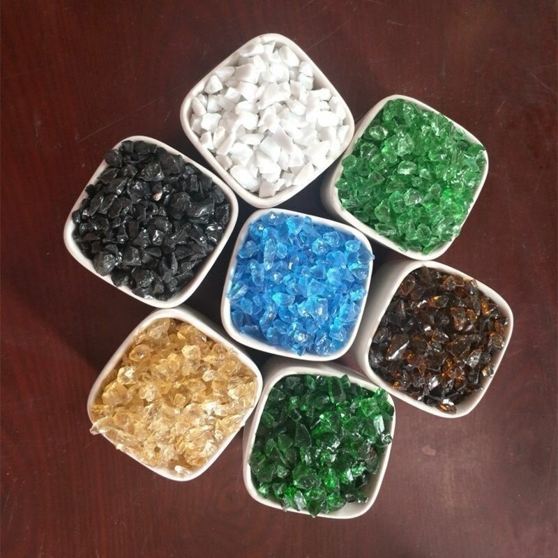 Нерегулярный стеклянный песок, прозрачные натуральные цветные стеклянные частицы, стеклянный гравий, стеклянные блоки для аквариума и ландшафтного дизайна