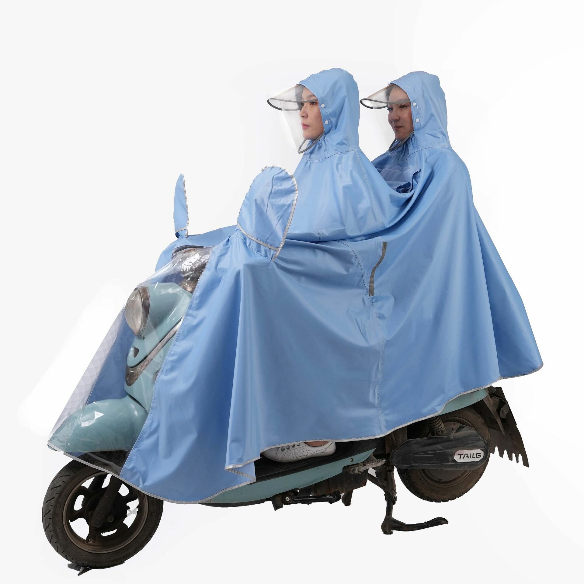 Дождевик для электросамоката, утолщенный и удлиненный, с чехлом для ног, из оксфордской ткани, с отражающим дождевиком и видимой приборной панелью для электросамоката на одного человека