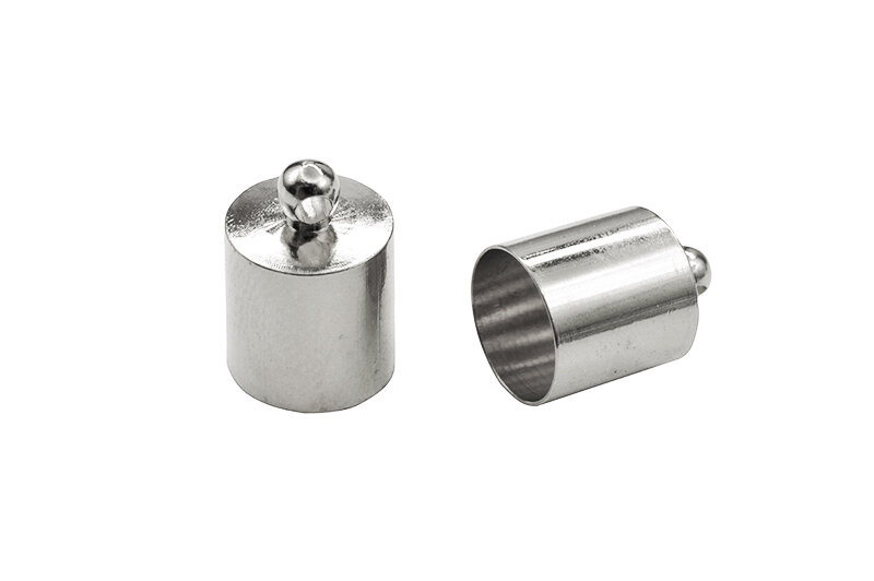 Концевик 12х8мм, внутренний диаметр 7,8мм, отверстие 1,5мм, цвет серебро, латунь, 01-096, 2шт