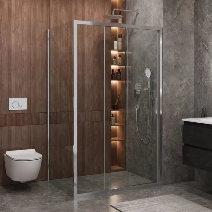 Душевой уголок Cezares Molveno AHF 31 120+90 C CR IV 120х90 см, профиль хром, стекло прозрачное