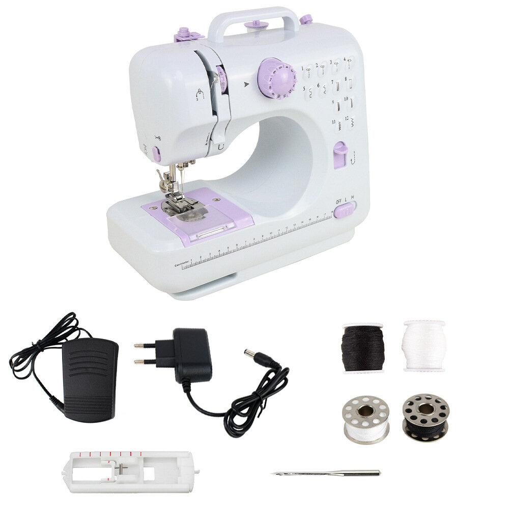 505 Домашняя электрическая педальная швейная машина, настольная, полностью автоматическая, оверлочная машина, 12 стежков, маленькая швейная машина