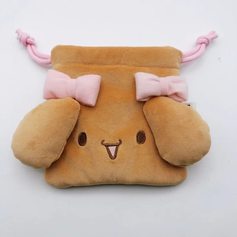 Sanrio Mocha, плюшевая карманная сумка для хранения коричневого кролика, каваи, черная меховая сумка-органайзер Cinnamoroll с героями мультфильмов, креативная сумка-органайзер большой вместительности