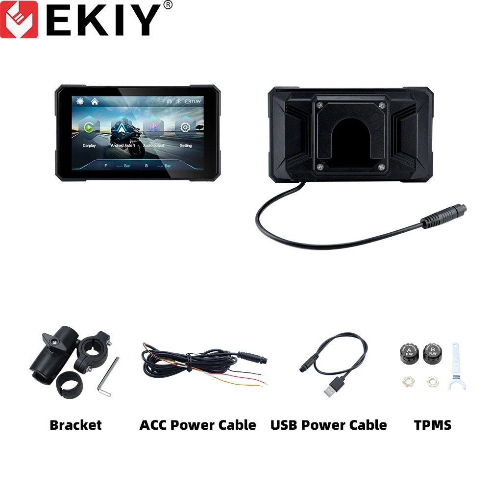 EKIY Wireless CarPlay Moto Android Auto 5,0 дюймов Портативная цифровая приборная панель Мотоциклетная навигация GPS Съемный экран дисплея M15-TP