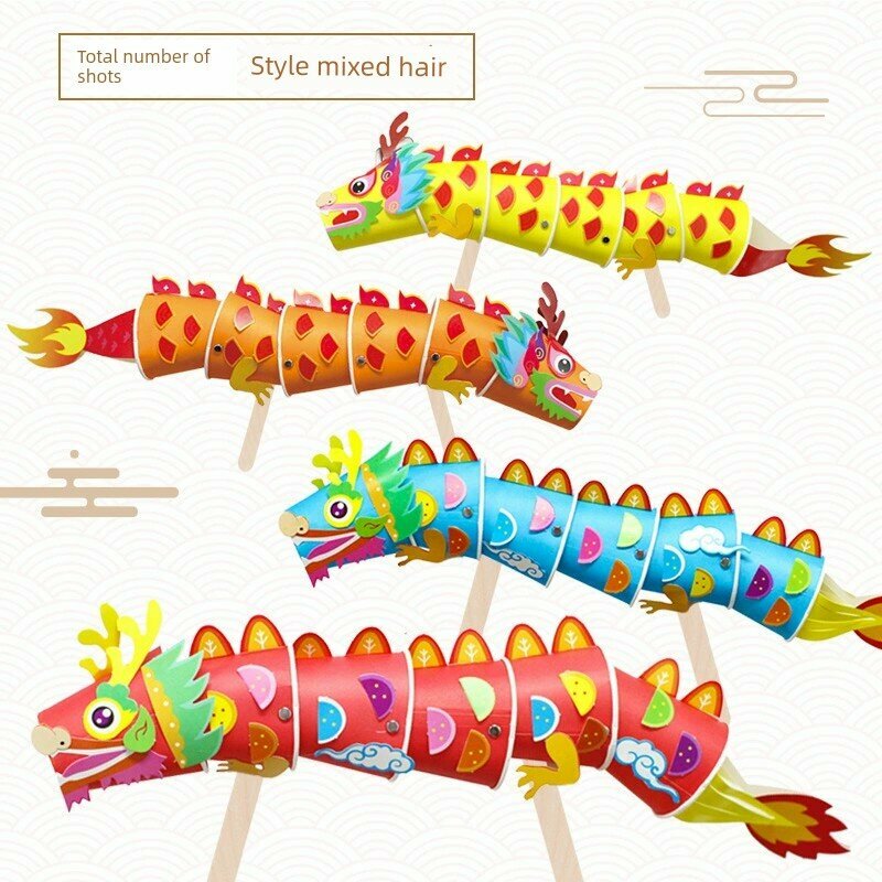 Набор для творчества: оригами-дракон ручной работы, материал для изготовления китайского дракона из бумаги, детская