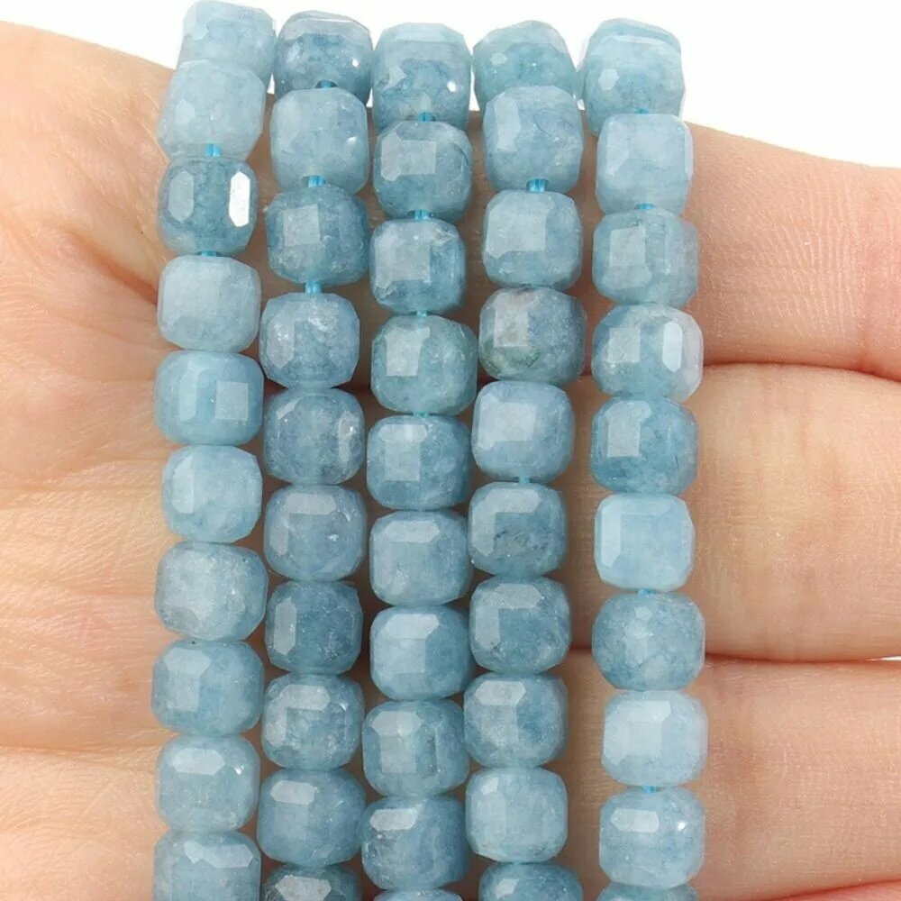 Аквамарин, Кубические бусины из натурального камня, 5mm около 60 шт