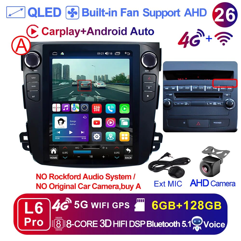 LEHX Pro 8-ядерный Android 12 автомобильный радиоприемник для Mitsubishi A-L6 Pro(6-128GB)CAM