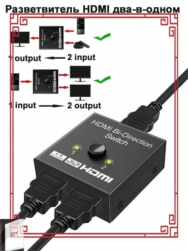 Разветвитель HDMI два-в-одном, двухсторонний переключатель HDMI
