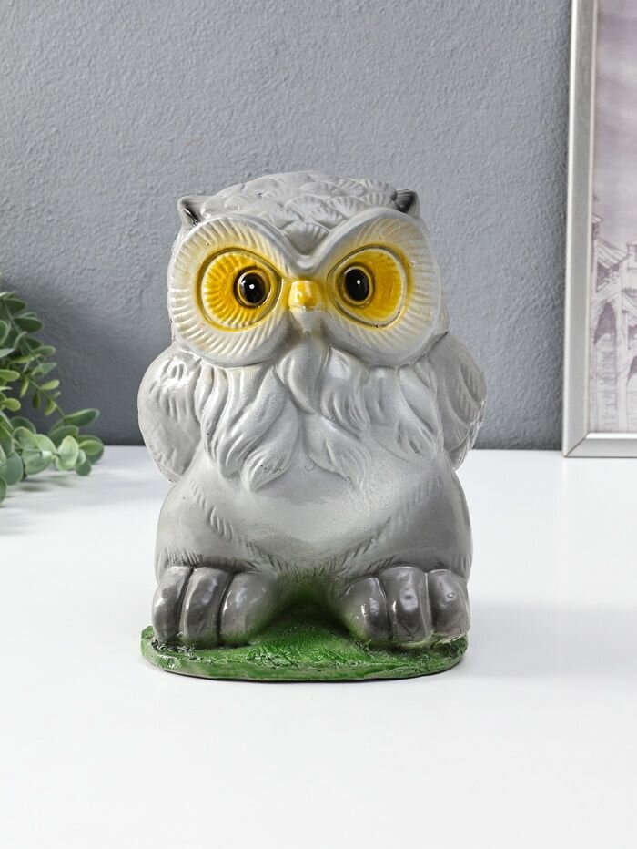 Копилка для денег Сова , гипс, 25 см, серый