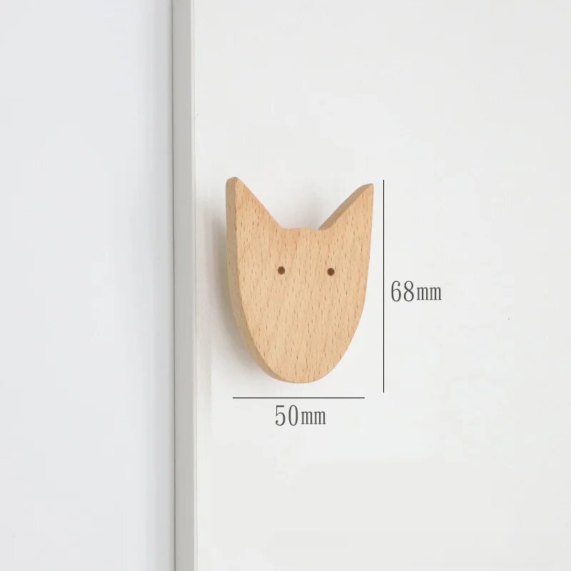 Деревянные ручки для дверей, мебельные ручки в виде животных для детской комнаты, ручки-кнопки Dog