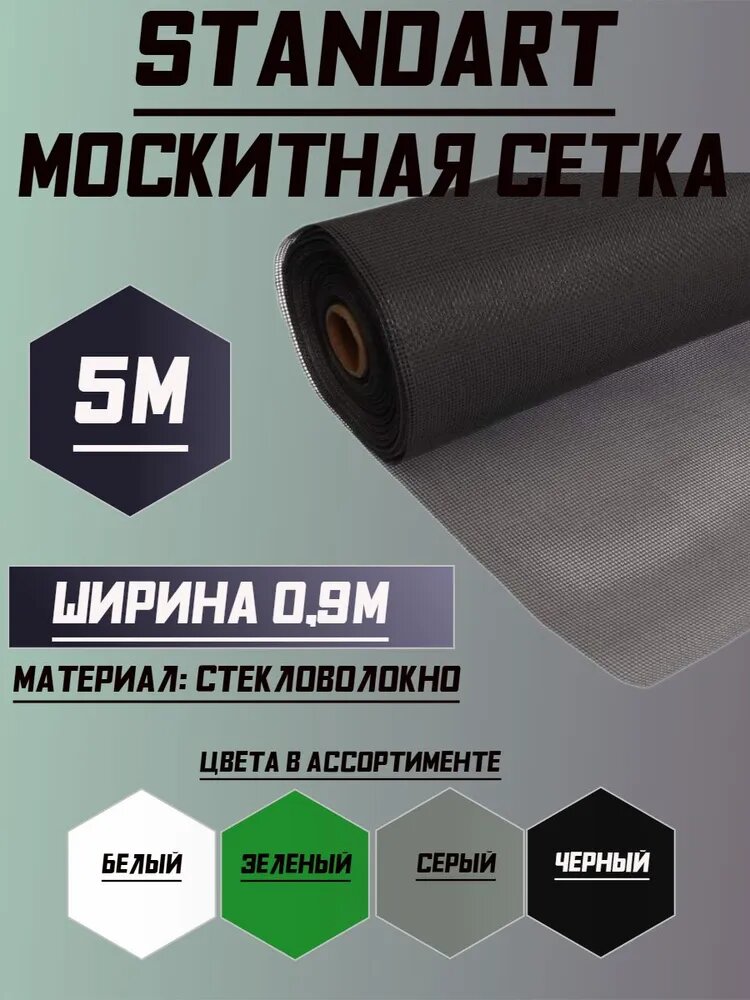 Москитная сетка на окно Home Garden STANDART серая 0,9х5м HD.06.1045