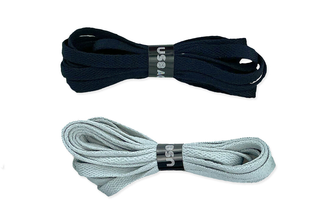 Шнурки унисекс US8ACC, Flat Gray Shoelace 1 Pack+Flat Black Shoelace 1 Pair, 140CM
