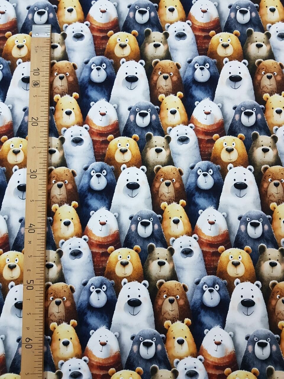 Футер 2х нитка с лайкрой "Мишки коричневые" ширина 180см, высота 60 см.