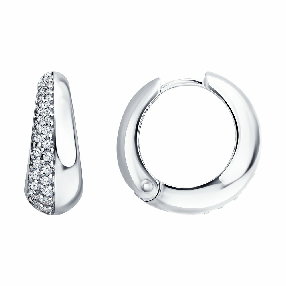 Серьги, серебро, 925 проба, родирование, фианит