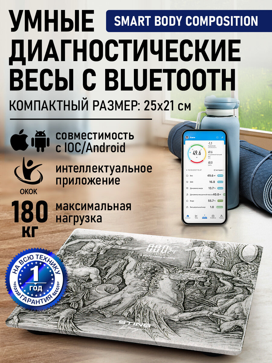Весы напольные умные STINGRAY ST-SC5002B Битва морских божеств