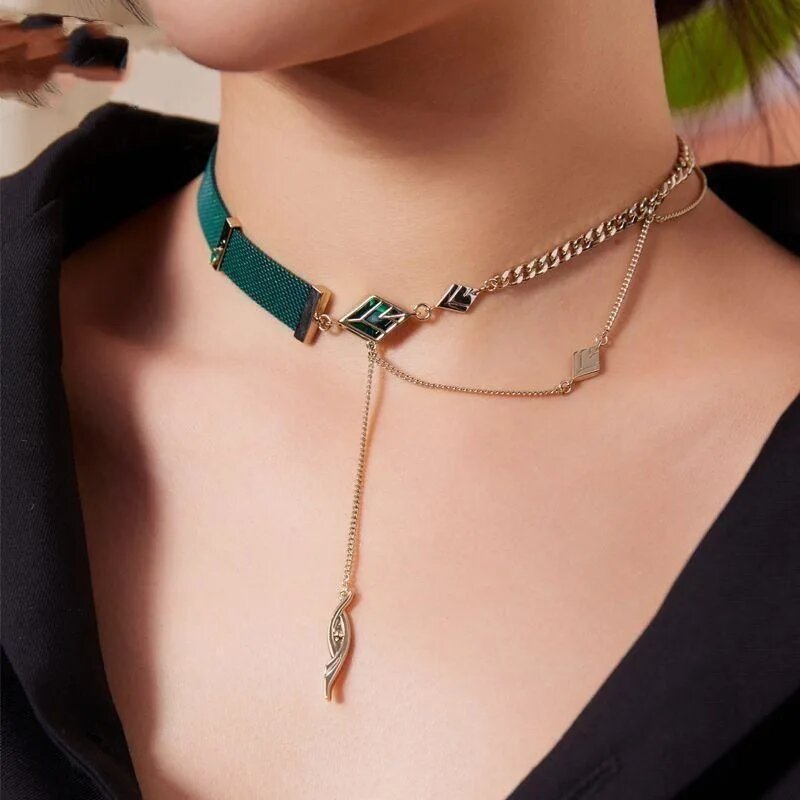 Колье двойное с подвеской, Necklace, Metal color: Necklace