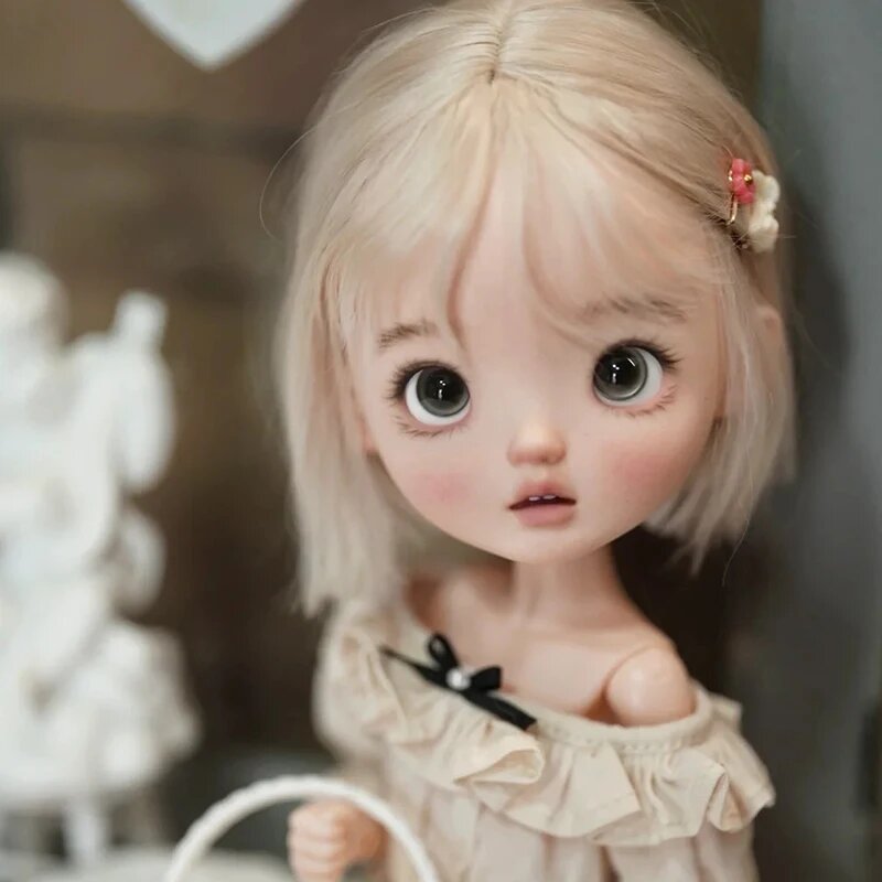 Шарнирная кукла Nimo 1/6 резиновая голова makeup Nude Doll, Brown Skin