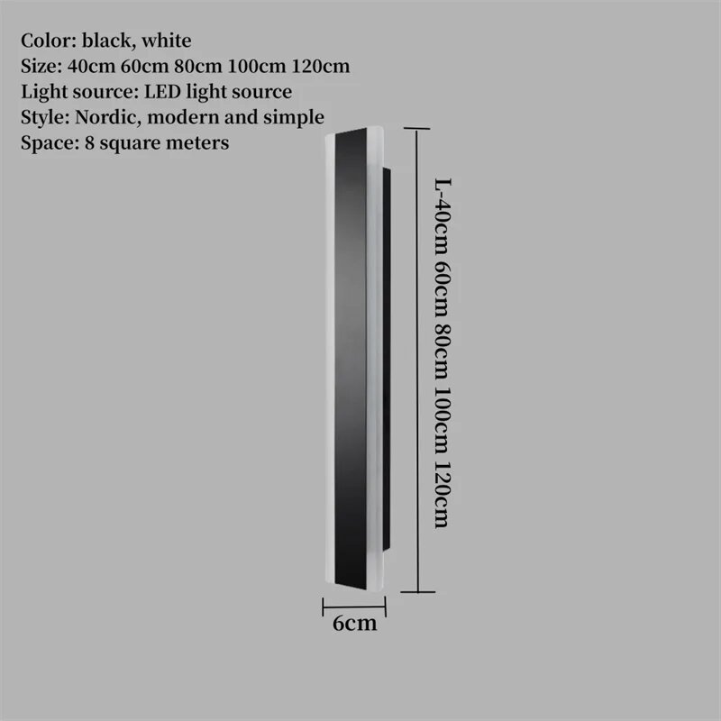Лампа для стенки с закругленными углами LED длинной формы в стиле северной Европы, современном минимализме. Лампа для спальни, под изголовьем кровати, гостиной, освещение лестницы. 85-265V