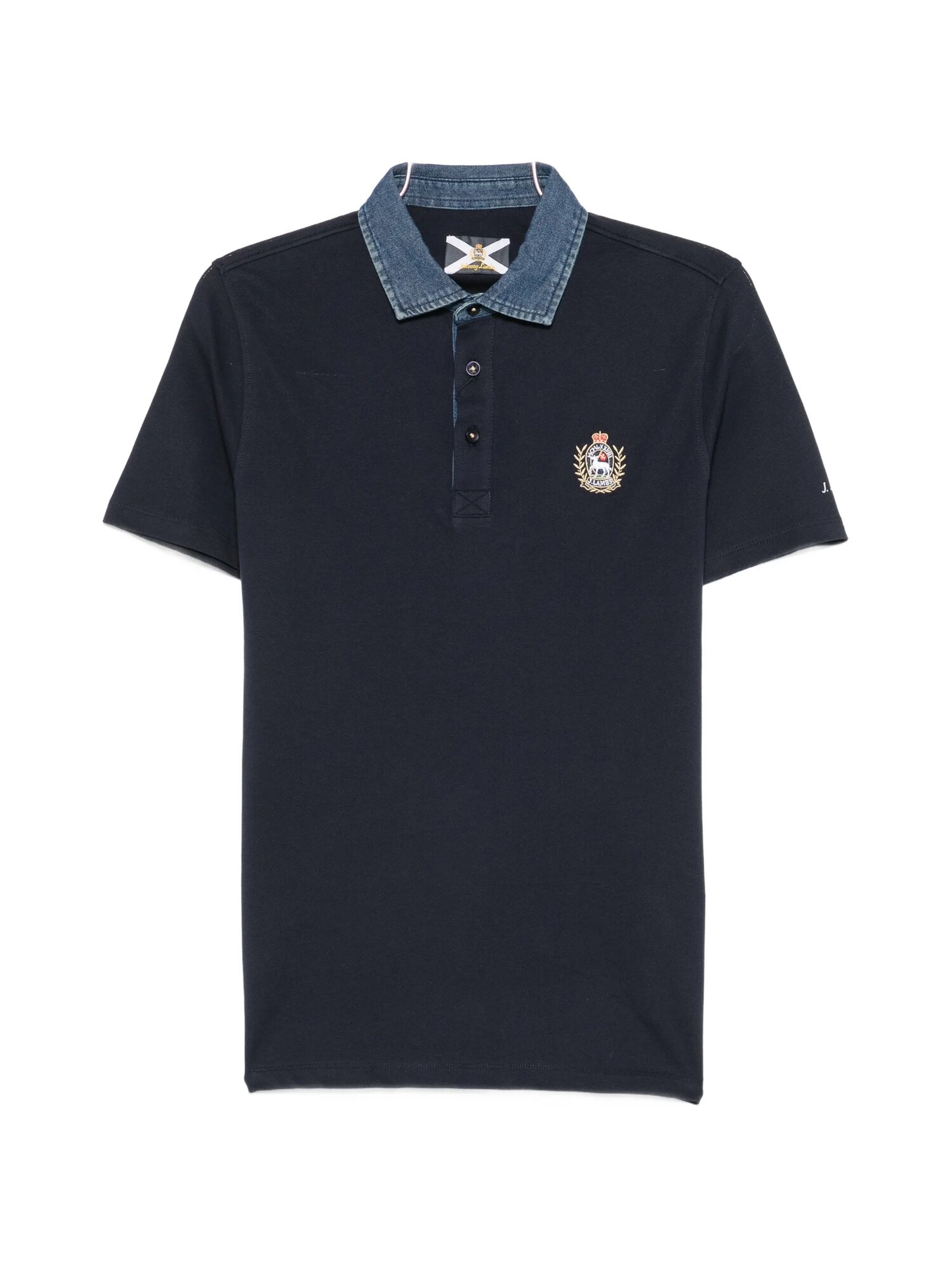Рубашка Avvocato denim-collar crest-patch polo shirt