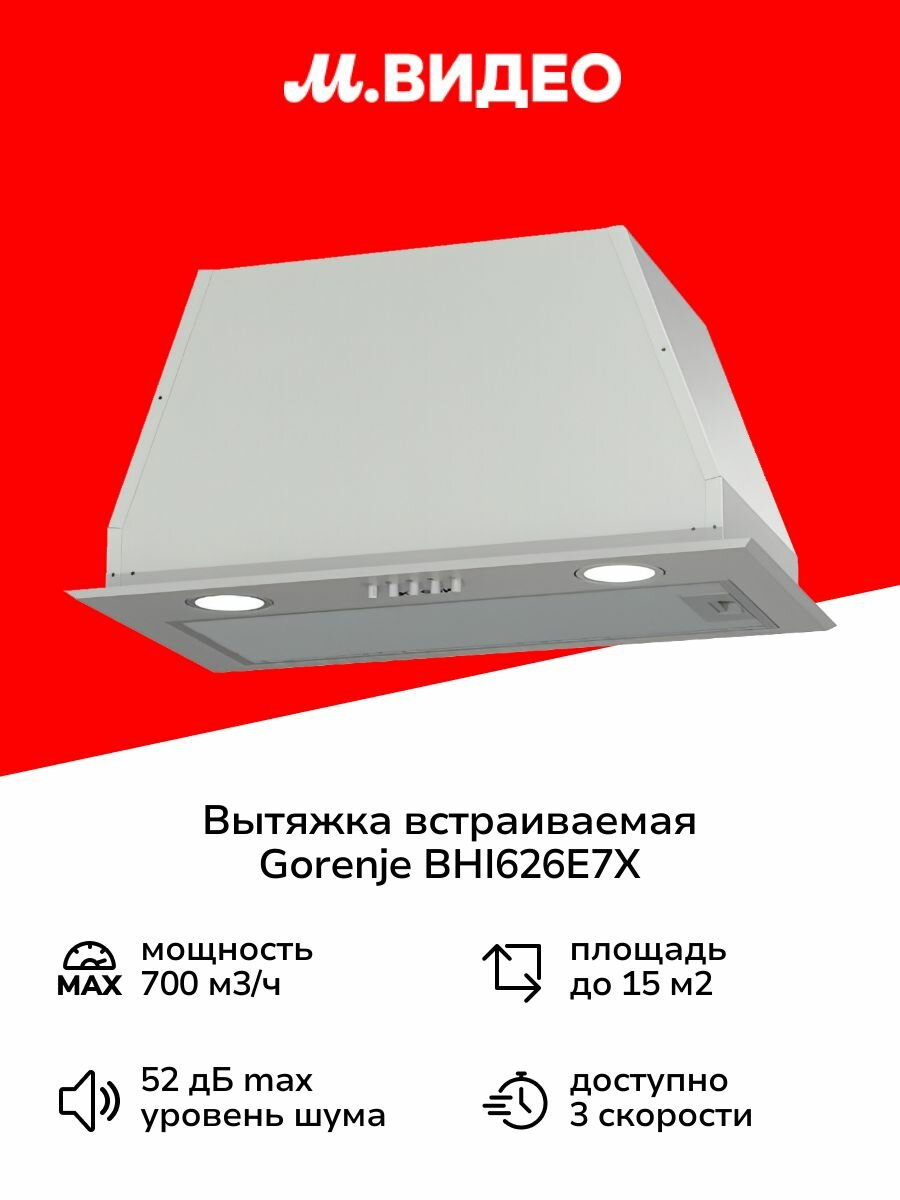 Вытяжка полностью встраиваемая Gorenje BHI626E7X