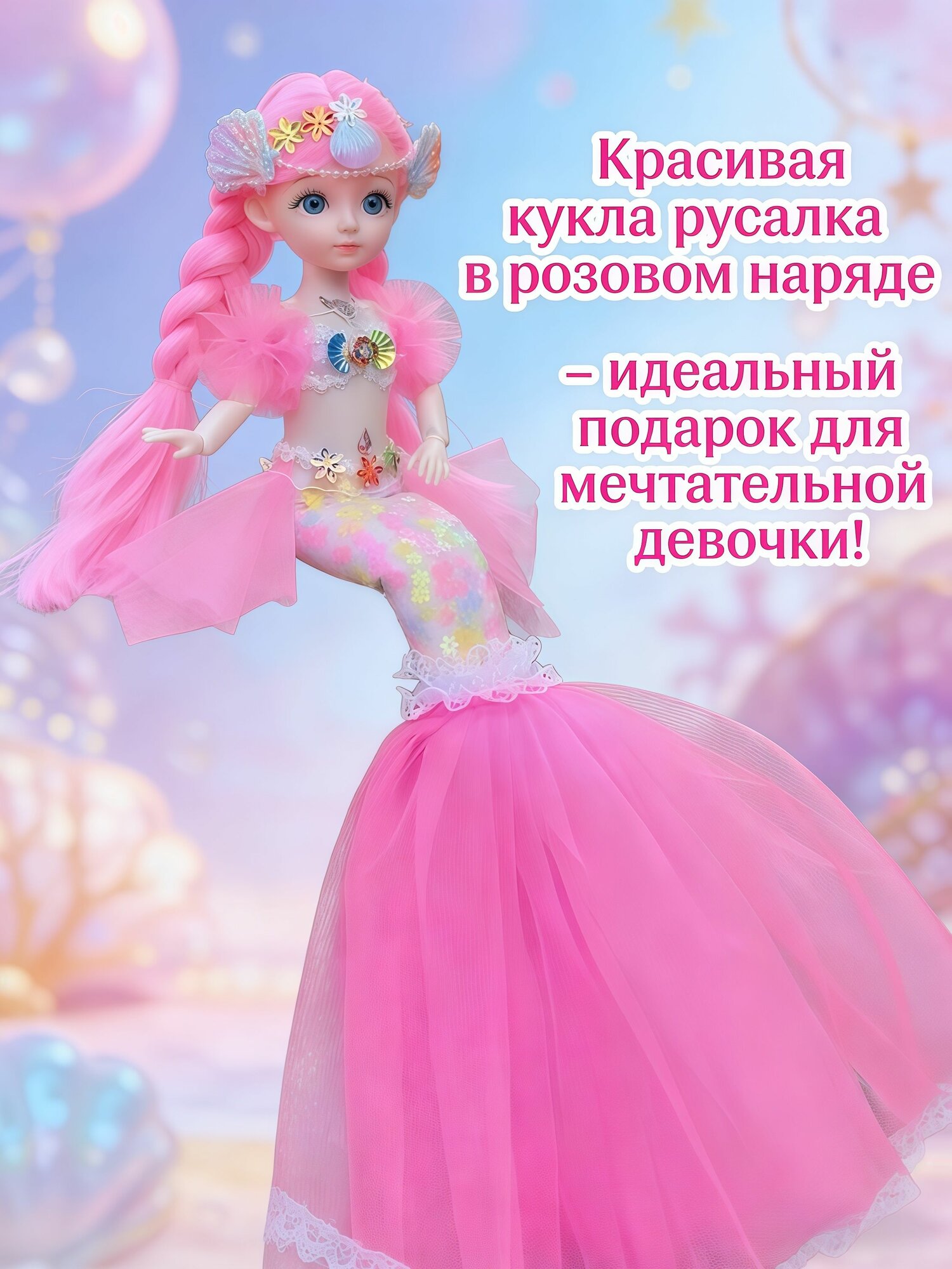 Игрушка подарок для девочки "Кукла малышка Русалочка (рост 45 см.)