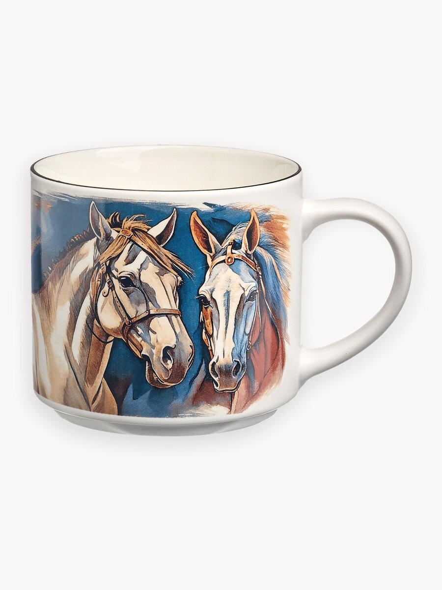Кружка Lefard "HORSE", 500 мл, символ года 2026, для чая и кофе, фарфоровая