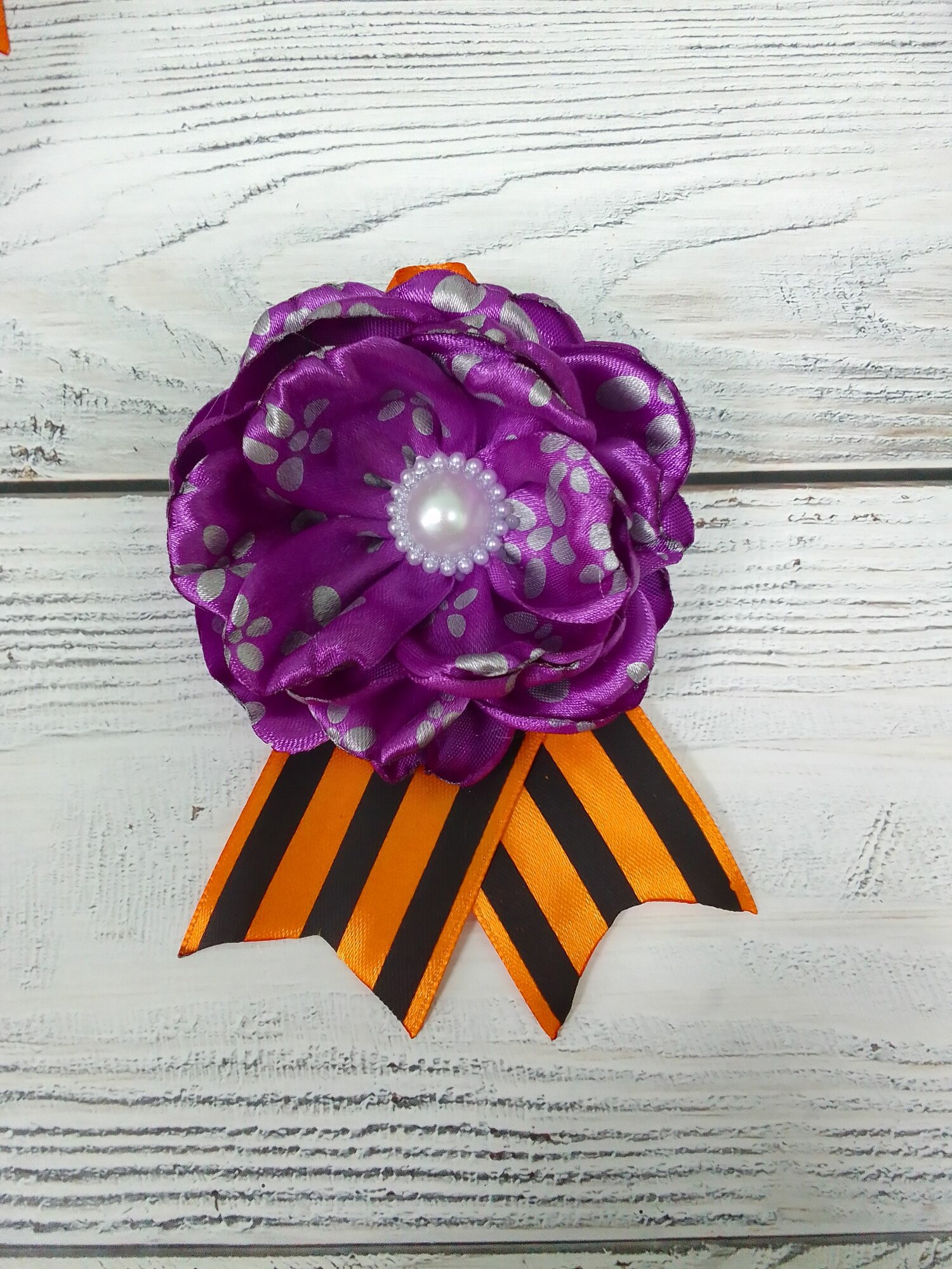 Значок "Георгиевская лента", ручной работы, атлас, 11 см x 8 см