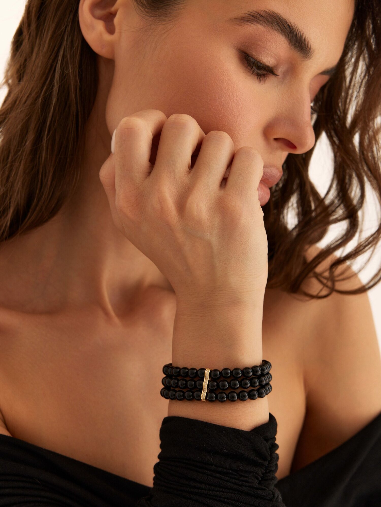 Браслет, агат, циркон