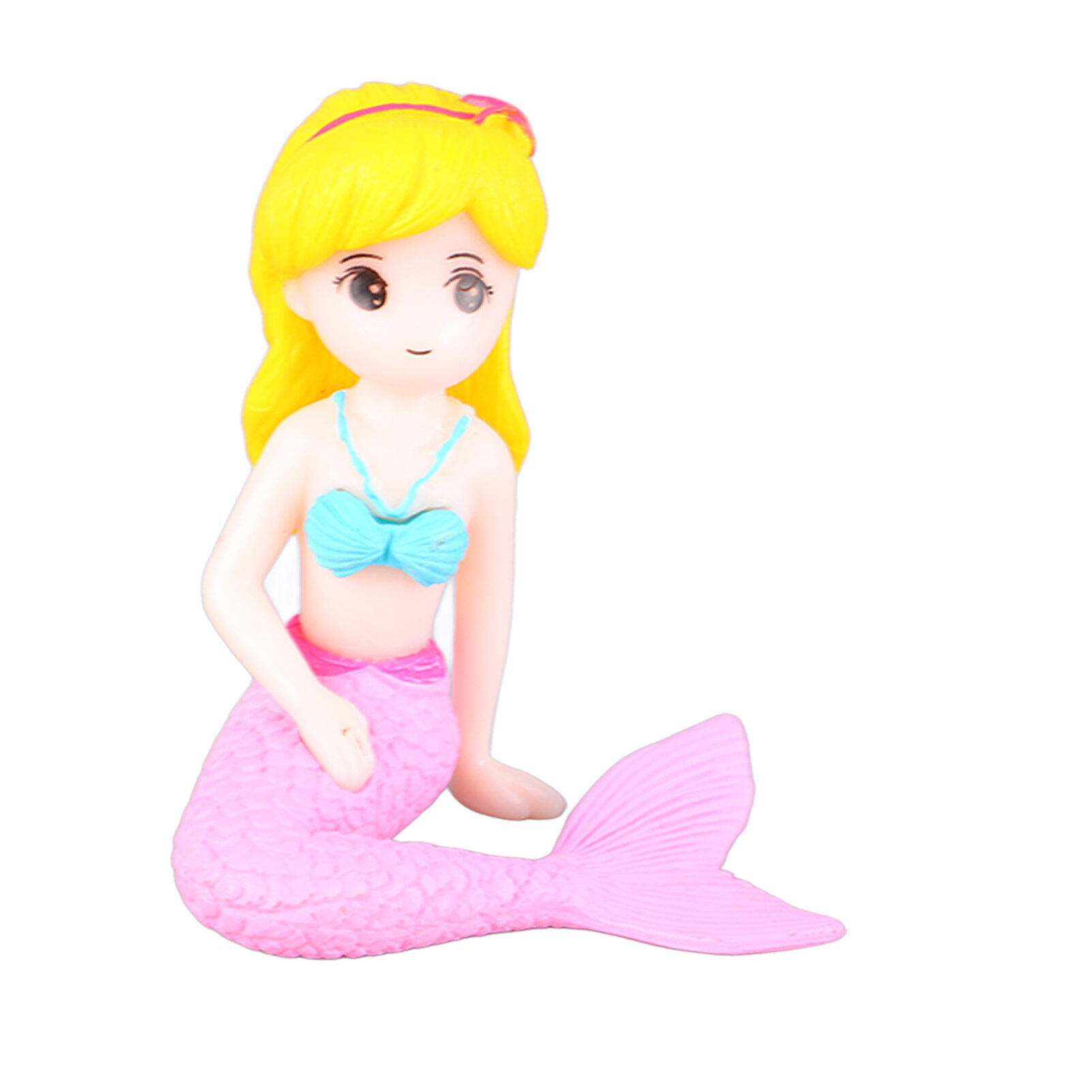 Декоративная миниатюрная фигурка русалки для аквариума. Красивые, безопасные и удобные для аквариума. Фигурка русалки с кривым хвостом и желтыми волосами.