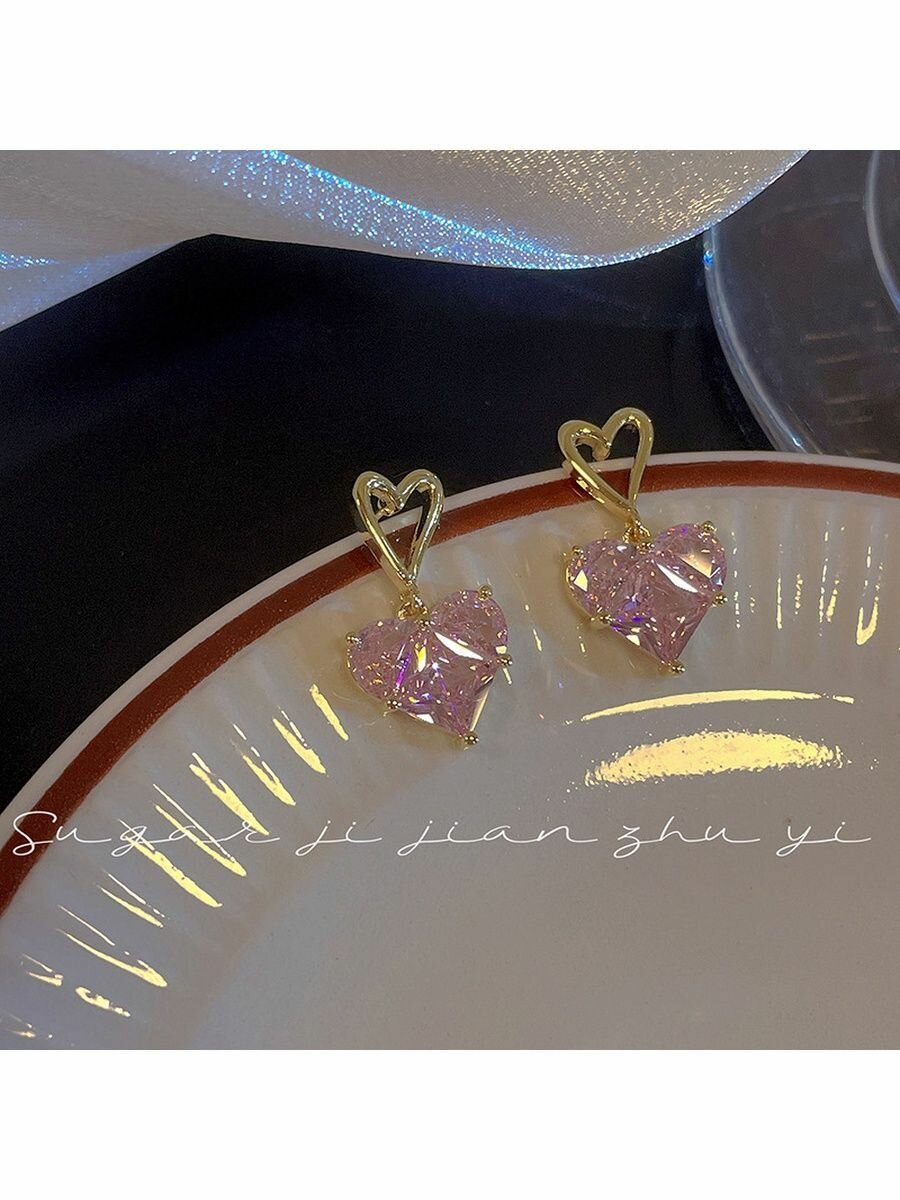 Серьги пусеты, эмаль, кристалл