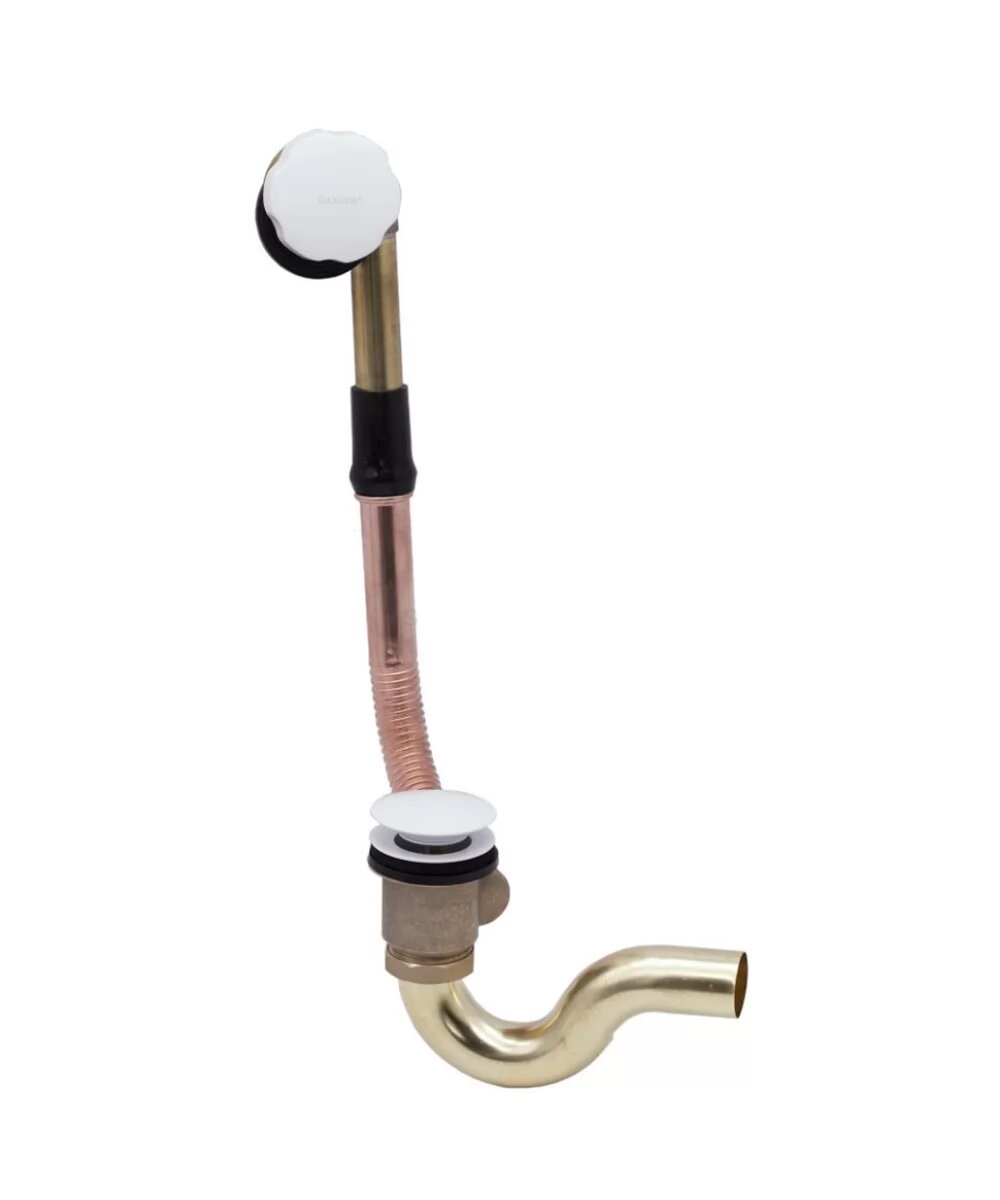 Слив-перелив (обвязка) для ванны автомат из латуни GANZER GZ1177-F (A-1F) цвет белый