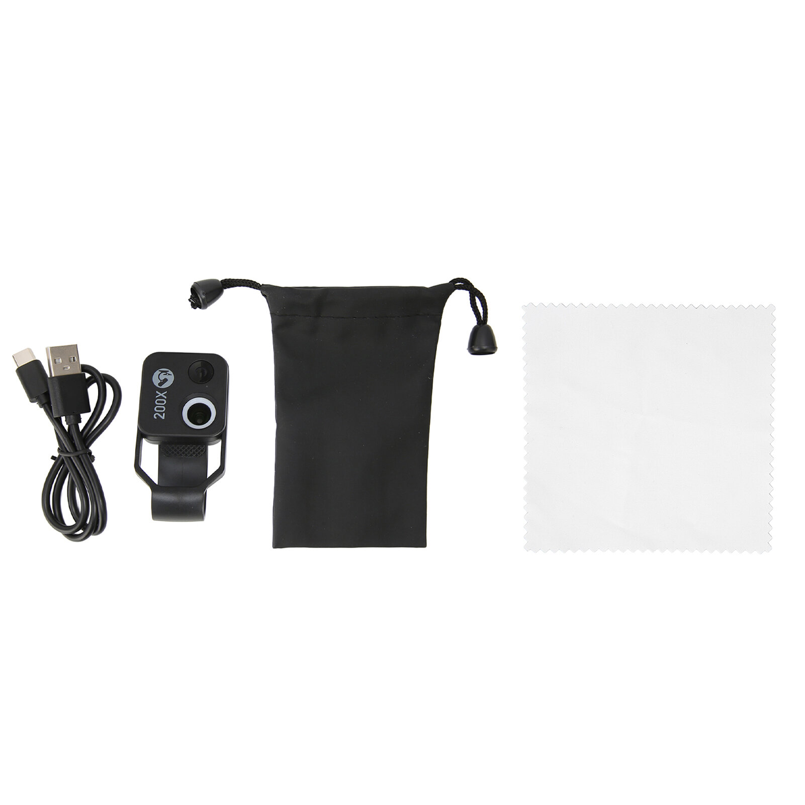 Микроскоп для телефона, 200X, карманный, мини, с объективом CPL и зажимом, для iPhone/Android, черный