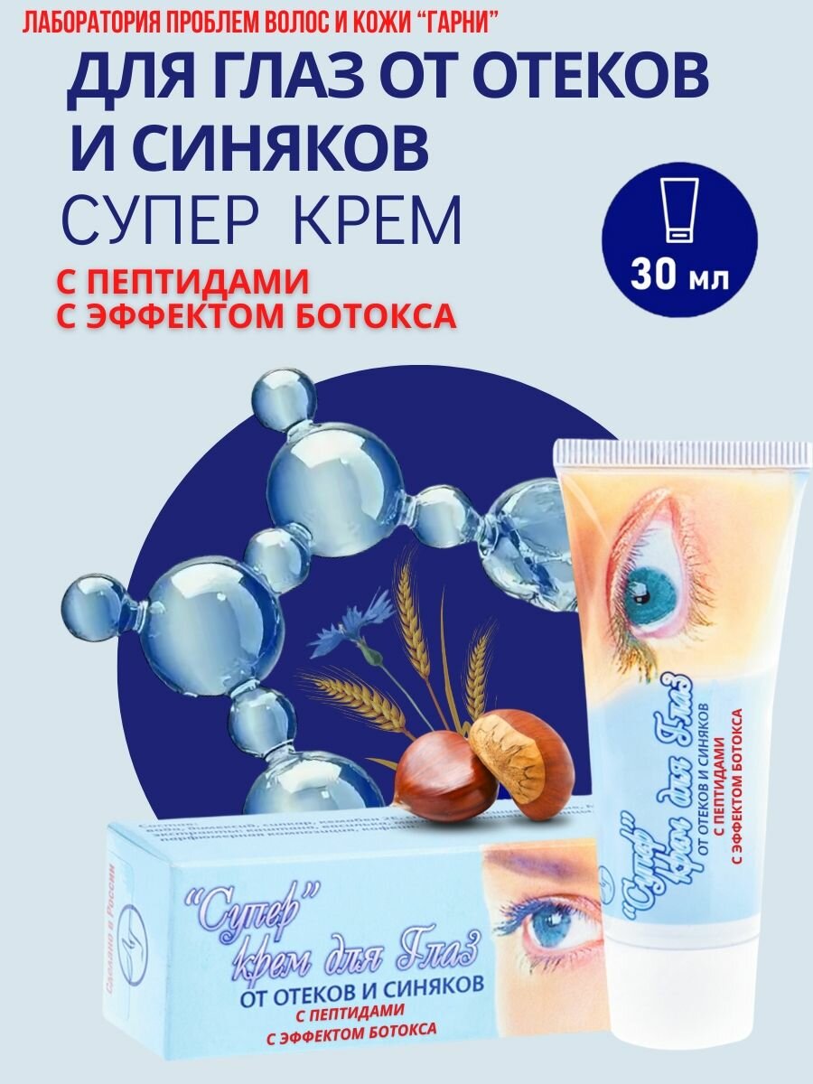 Крем для глаз ЛПВК Гарни от отеков и синяков с пептидами и эффектом ботокса "Супер"
