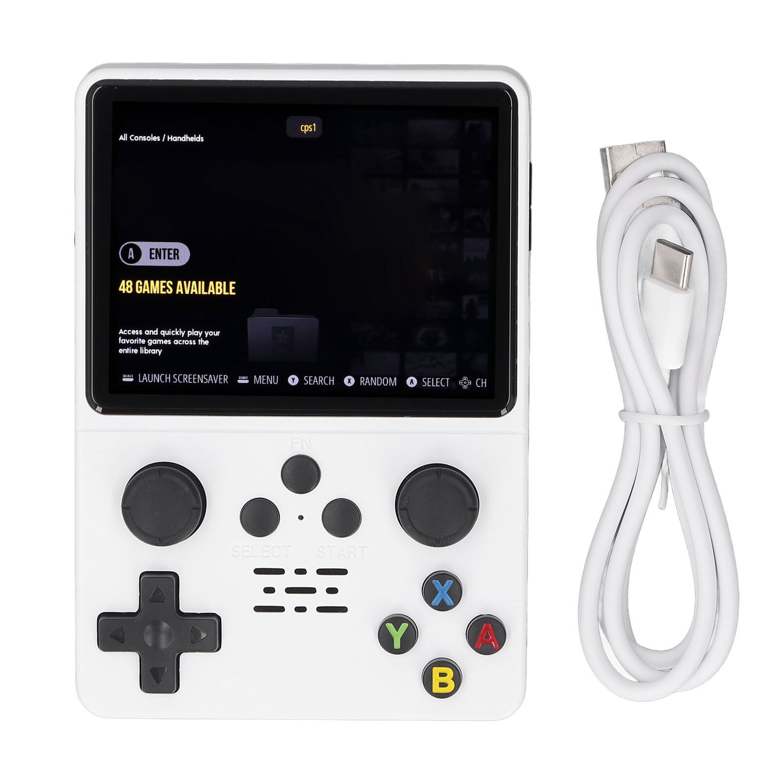 R35s Handheld Game Console 3.5inch IPS Screen Retro Portable Player for Linux Open Source System White 64GB