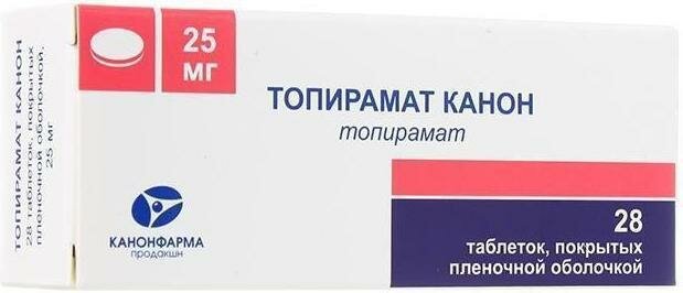 Топирамат, таблетки покрыт. плен. об. 25 мг, 28 шт.