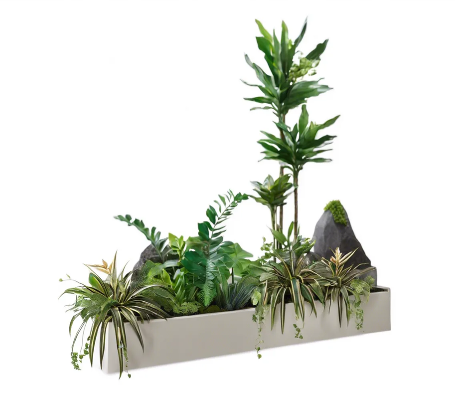 Кашпо с искусственными растениями Бонсай, оазис в лесном стиле №193, В170*Д150*Ш25