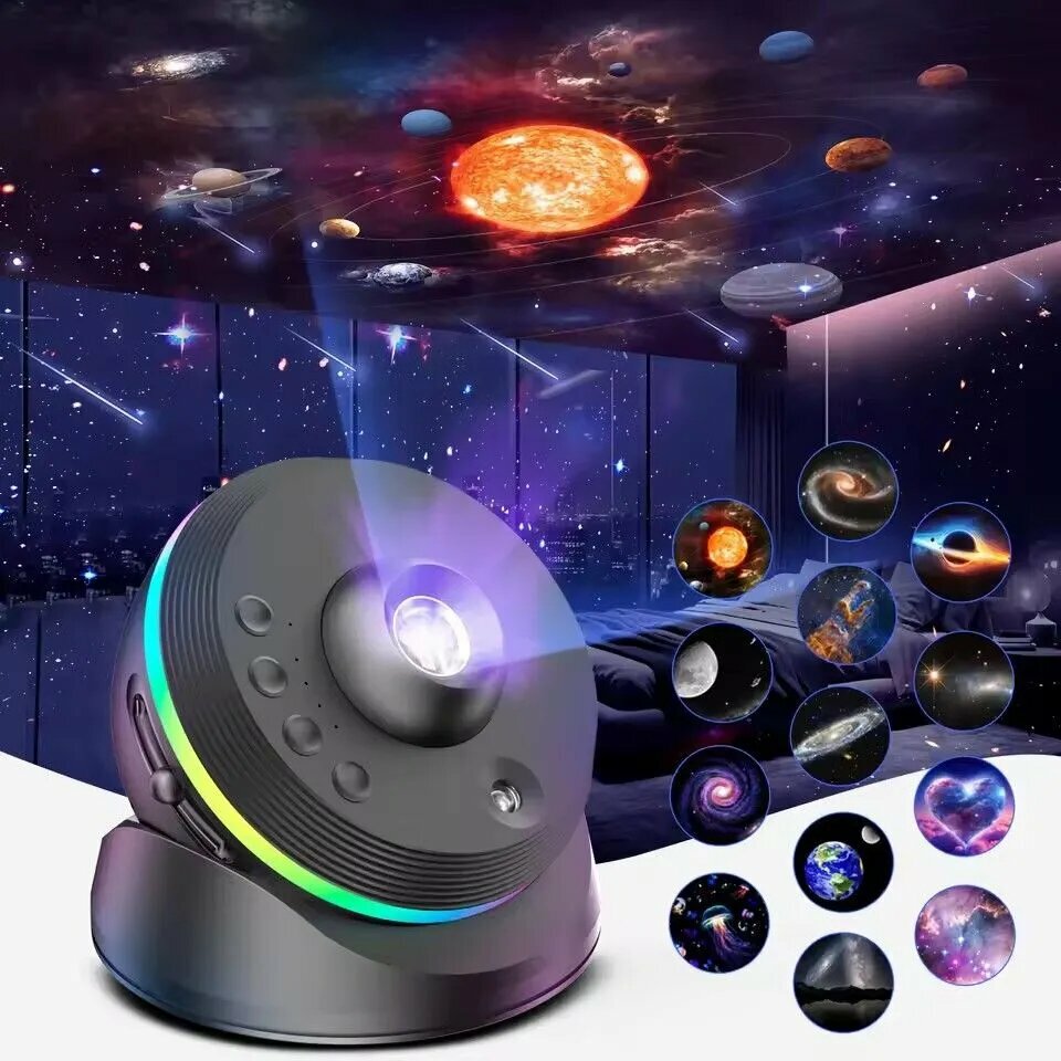 Светодиодный ночник Galaxy Star Projector 4K HD 13 В 1 Планетарий с вращением на 360 для декора спальни, подарка для детей