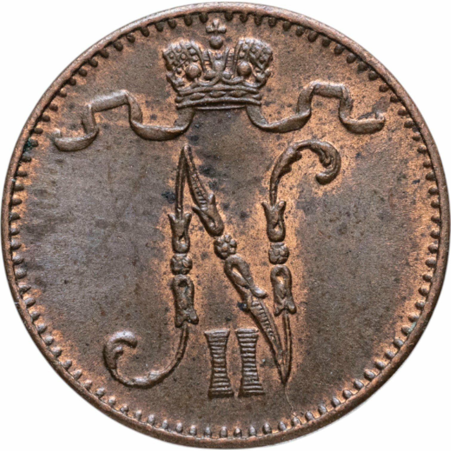 1 пенни penni 1912 Российская Финляндия, Медь, в сохранности UNC