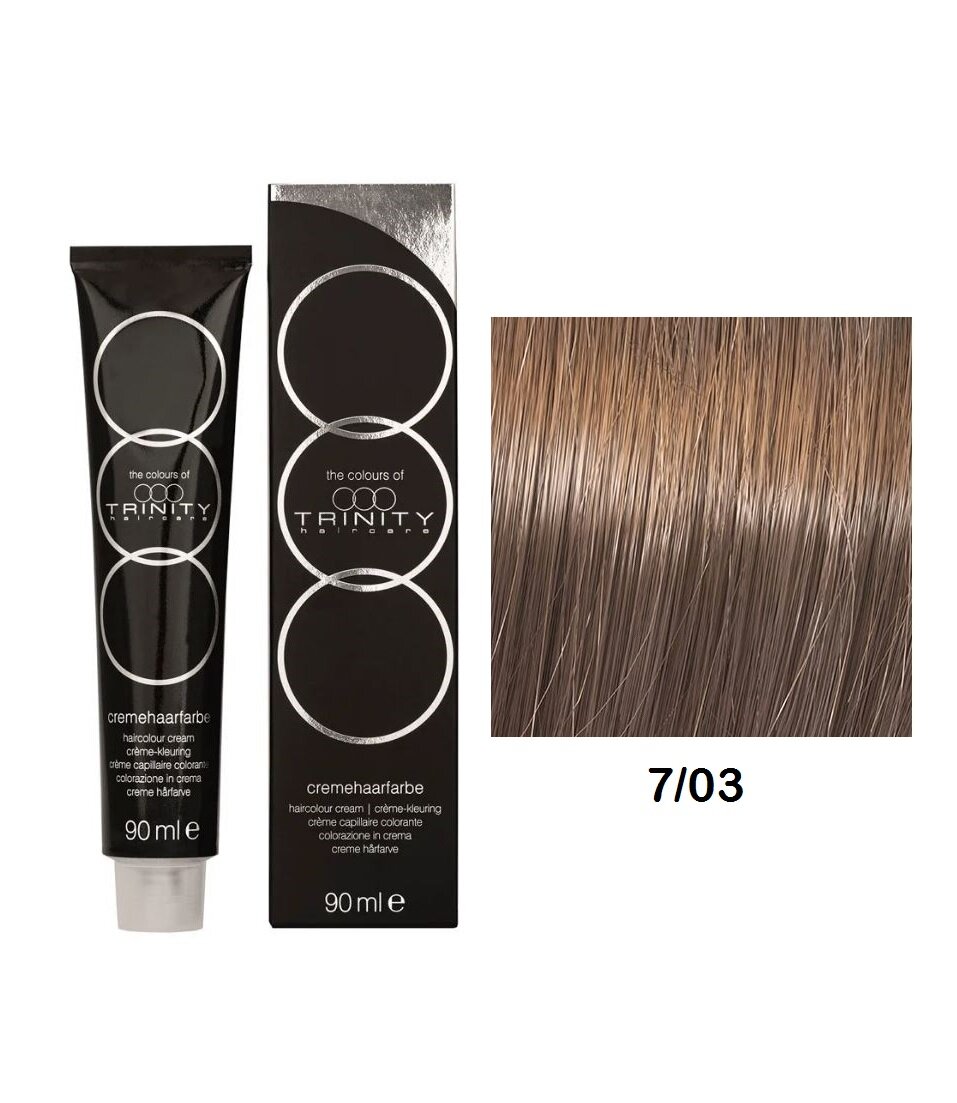 Trinity COT Тринити Стойкая краска с кератином 90 мл - COT 7/03 mittelblond natur gold Средний блонд натуральный золотистый