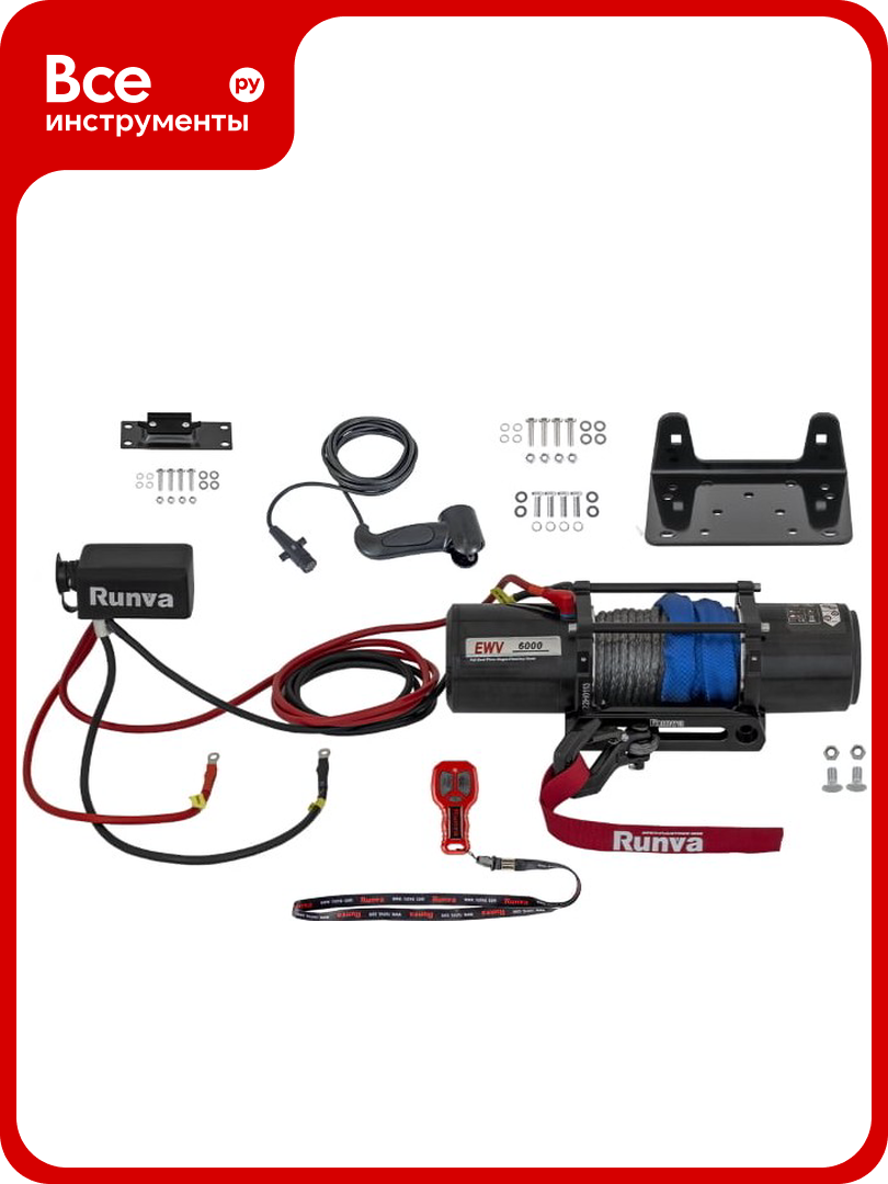 Электрическая лебёдка Runva 12V 6000 lbs 2722 кг синтетический трос EWV6000SSR