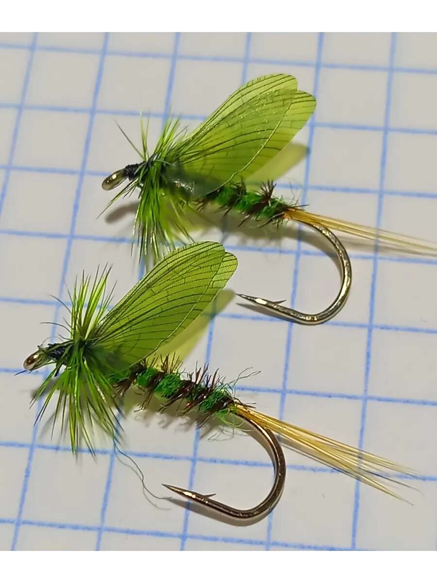 Мушка верховая. Для ловли хариуса и другой рыбы. На одинарном крючке. Набор 2 штуки.