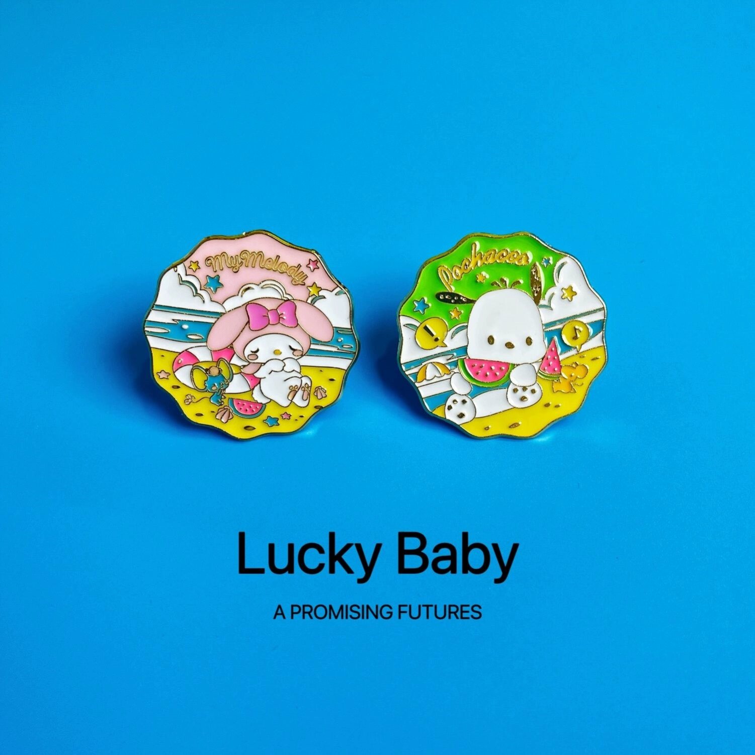 MINISO Значок Sanrio, собака цвета корицы, Куроми, металлический значок "Sweet Beach", симпатичная сумка для украшения, одежда, брошь, мило