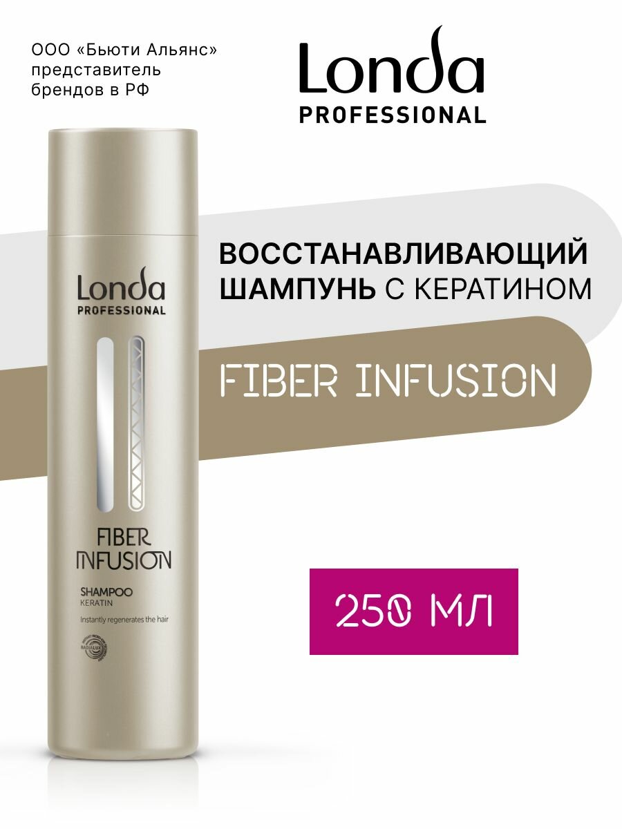 Восстанавливающий шампунь с кератином Fiber Infusion, 250мл