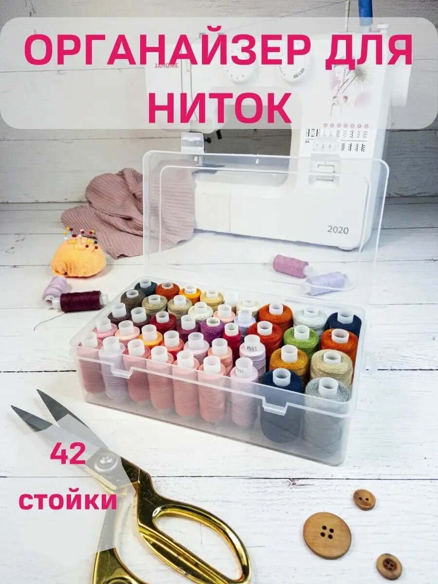 Органайзер для хранения ниток / Контейнер для рукоделия / Шкатулка для швейных ниток