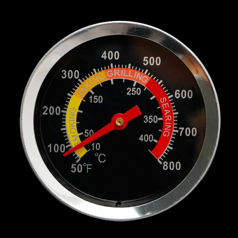 Термометр для гриля и коптильни с точным измерением температуры от 100 до 800 F, прочный корпус из нержавеющей стали, удобное крепление, четкий циферблат