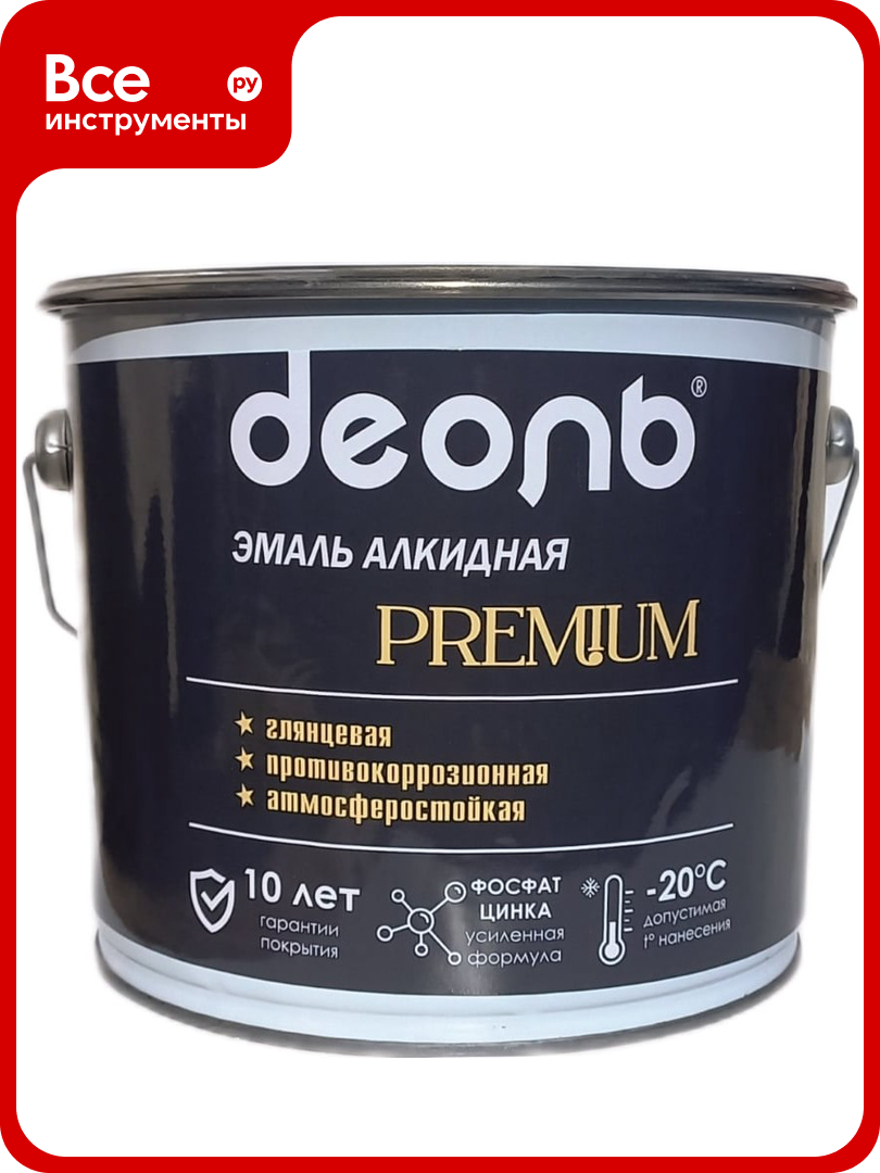 Алкидная эмаль с фосфатом цинка Деоль PREMIUM графит RAL 7016 глянцевая 2,7л, эмали входит фосфат цинка, моющих средств