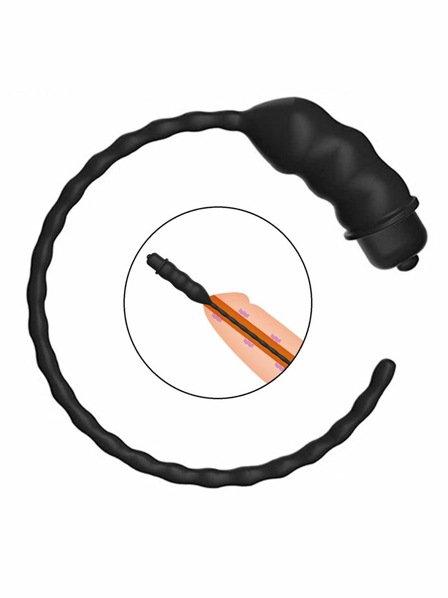 Мужской силиконовый гибкий стимулятор уретры с вибрацией, 25см