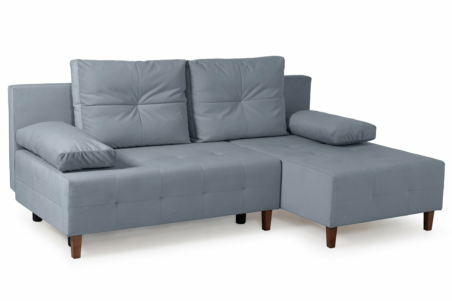 Угловой диван-кровать Дени 196х84х127 см, обивка велюр, цвет серый