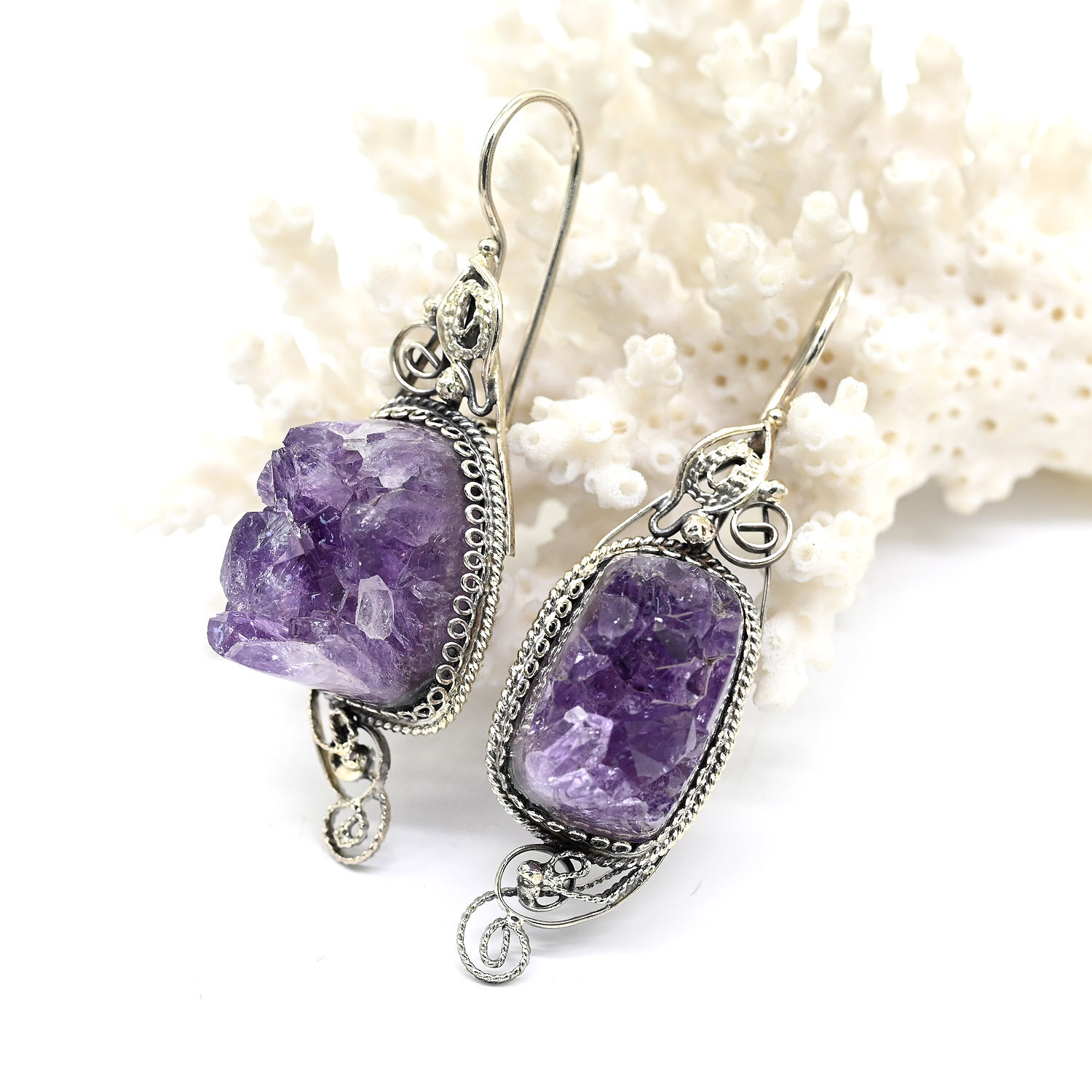 Серьги, аметист
