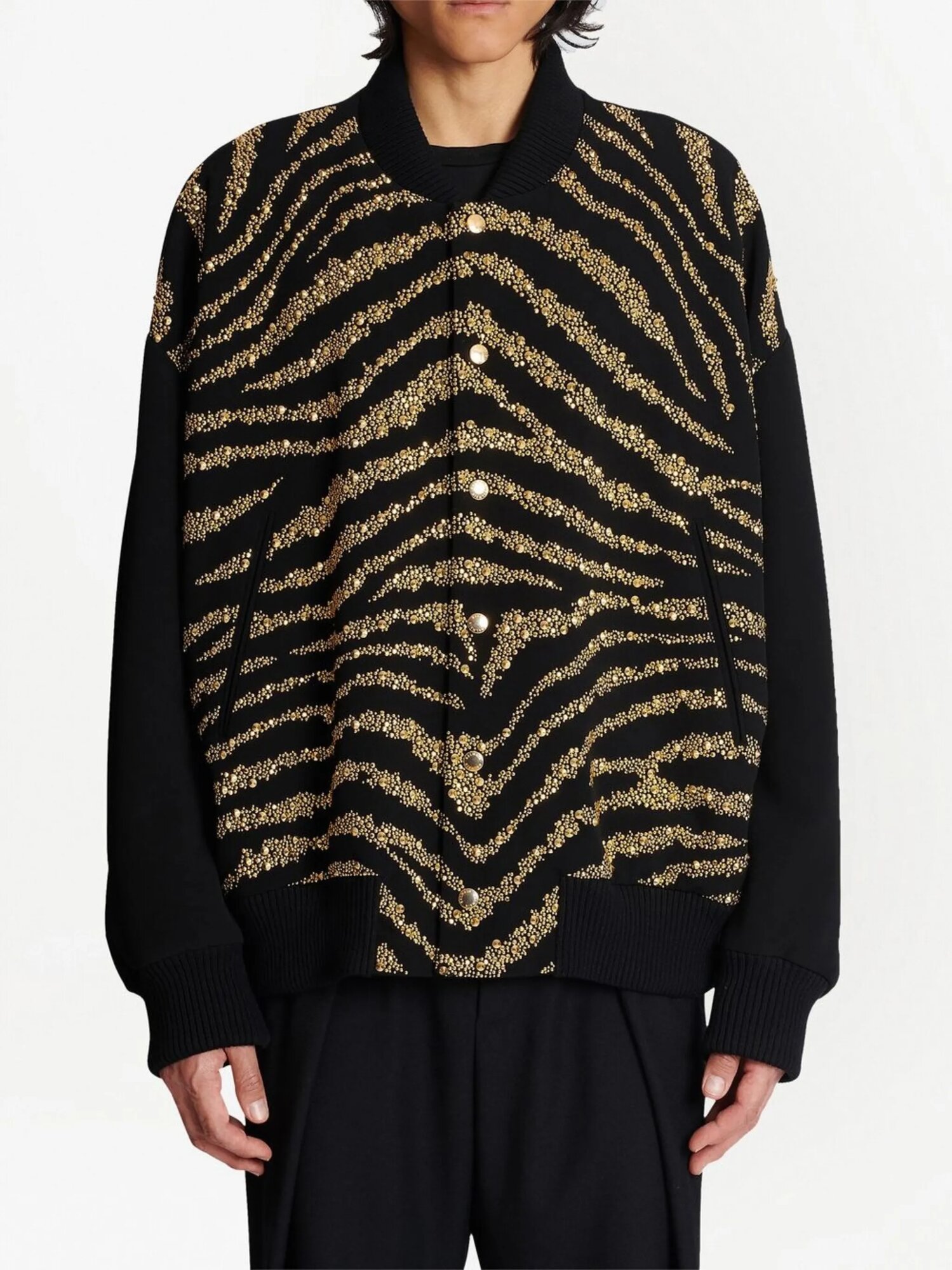 Куртка BALMAIN Metallic zebra-print jacket, размер 50, черный — фото 1