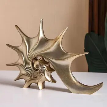 Декор для дома настольная интерьерная статуэтка ракушки в морском стиле "Seashell" из искусственного камня в цвете Бирюза